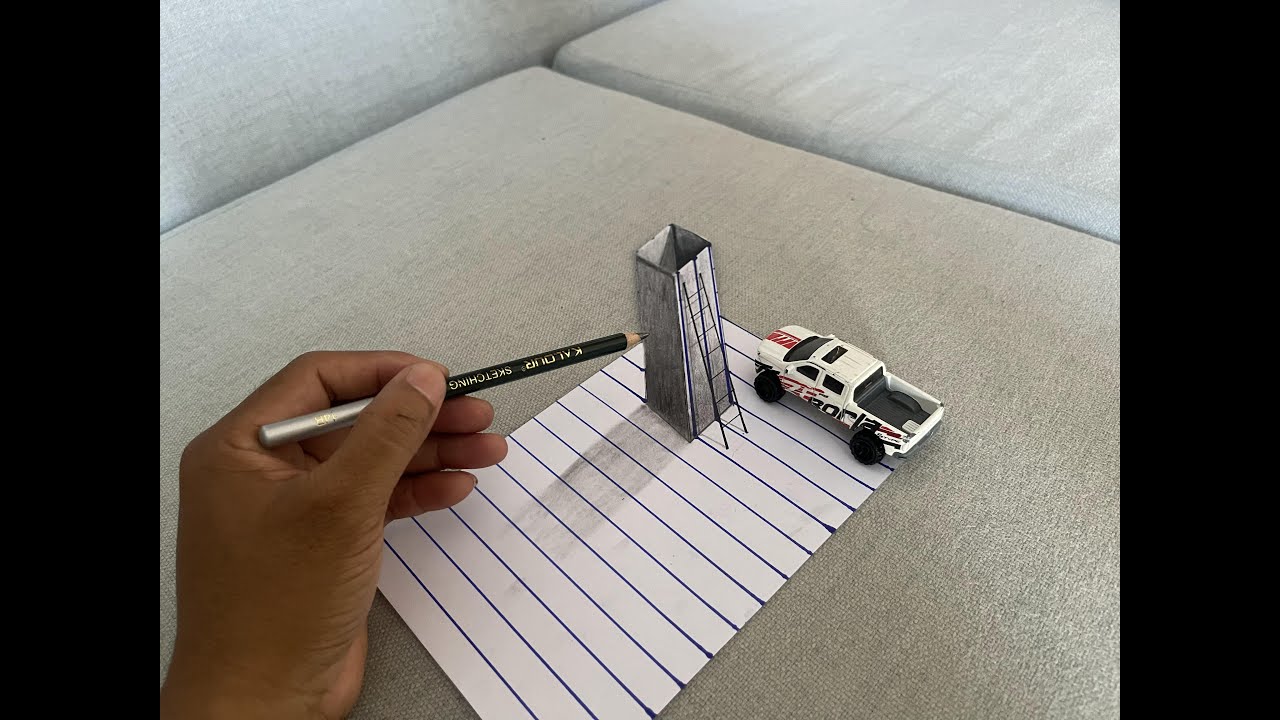 easy draw pole cube 3D on paper for beginners, how to draw 3D pole cube ...