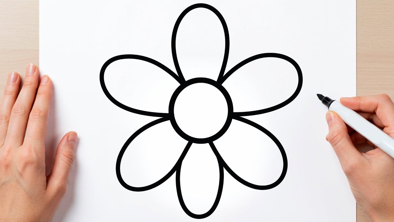 Cómo dibujar una flor sencilla | Dibuja y colorea una hermosa flor ...