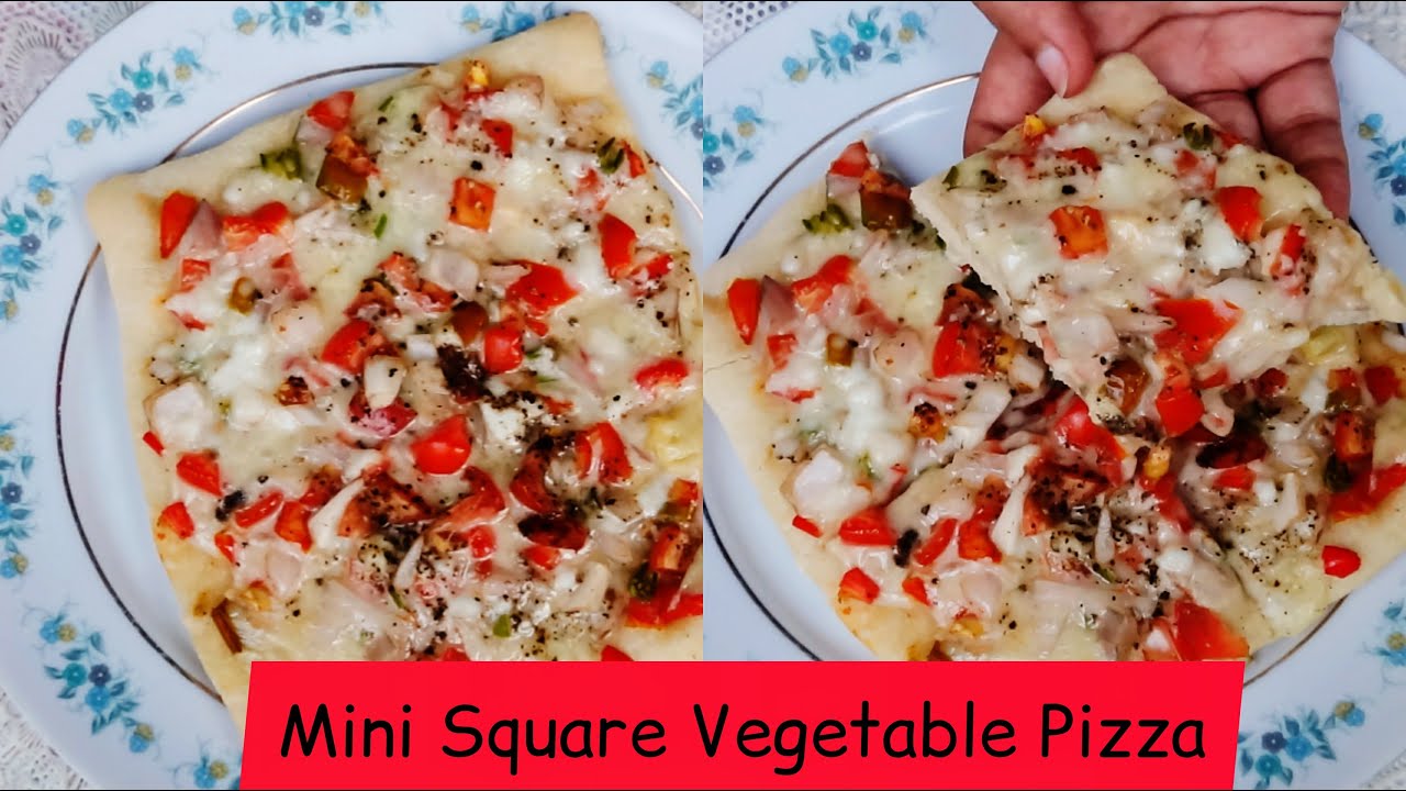Mini Square Vegetable Pizza Homemade - YouTube