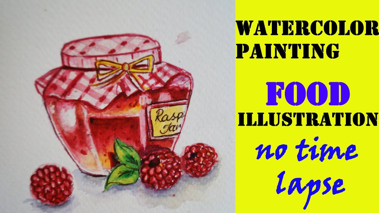 Watercolor painting step by step painting of realistic jam jar [Masking ...