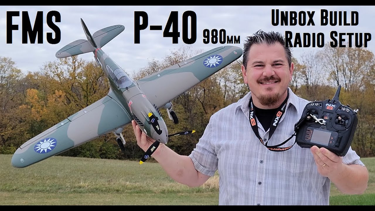 FMS - P-40B - 980mm - Unbox, Build, & Radio Setup - YouTube
