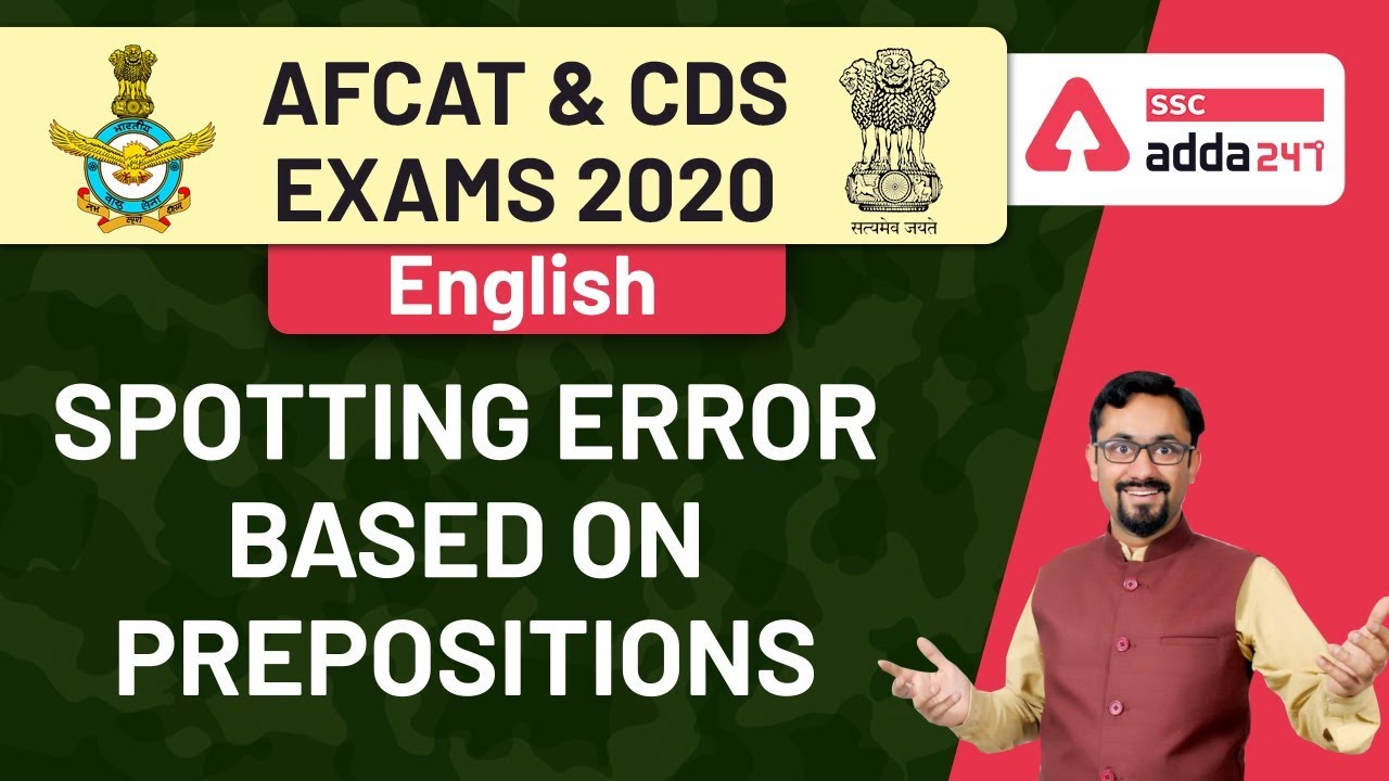 Spotting Errors Based On Prepositions | English | AFCAT & CDS Exams ...