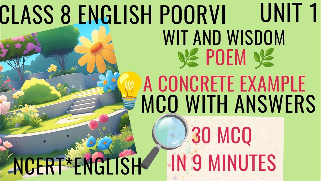 A CONCRETE EXAMPLE | 30 MCQ IN 9 MINUTES WITH ANSWERS `| CLASS 8 ...