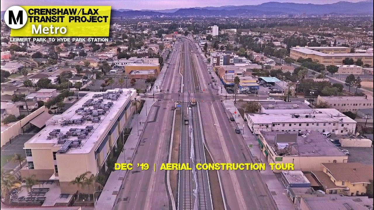 LA Metro Crenshaw LAX Line Aerial Construction Dec '19 - YouTube