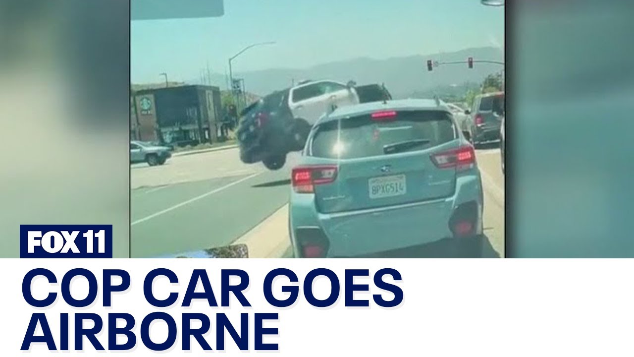 LASD deputy's cruiser sent flying in Santa Clarita crash - YouTube