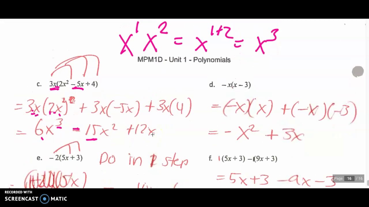 Unit 1 Video 3 - Distributive Property - MPM1D - Grade 9 Math - YouTube