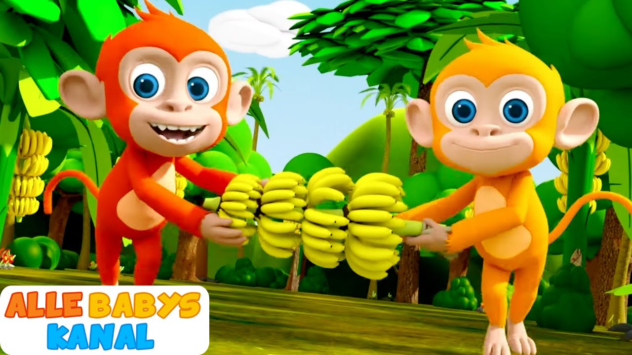 Das Affenlied 🐒- Affe isst leckere Bananen 🍌| Kinderreime und Lieder ...