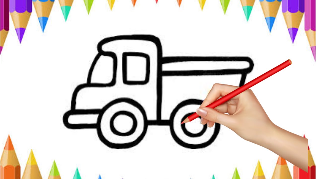 How to draw truck easy step by step for kids , beginners || Truck ...