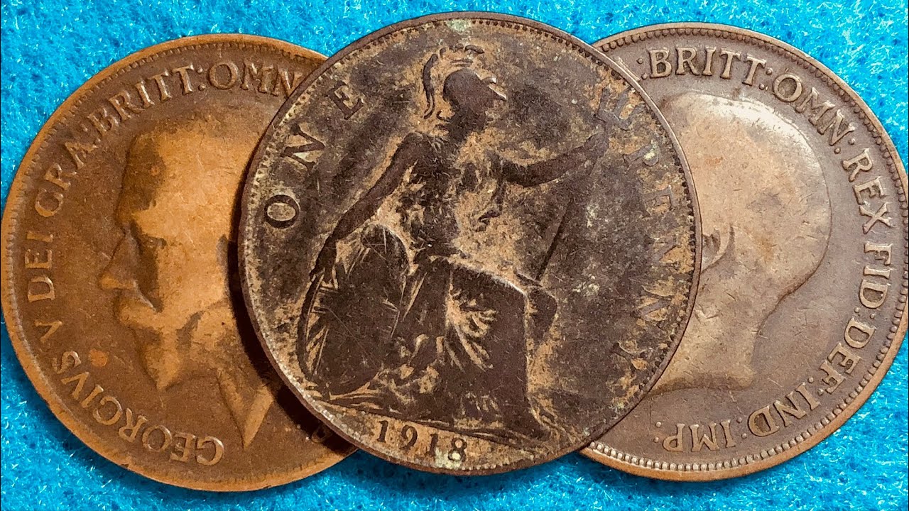1918 UK One Penny Coin - YouTube