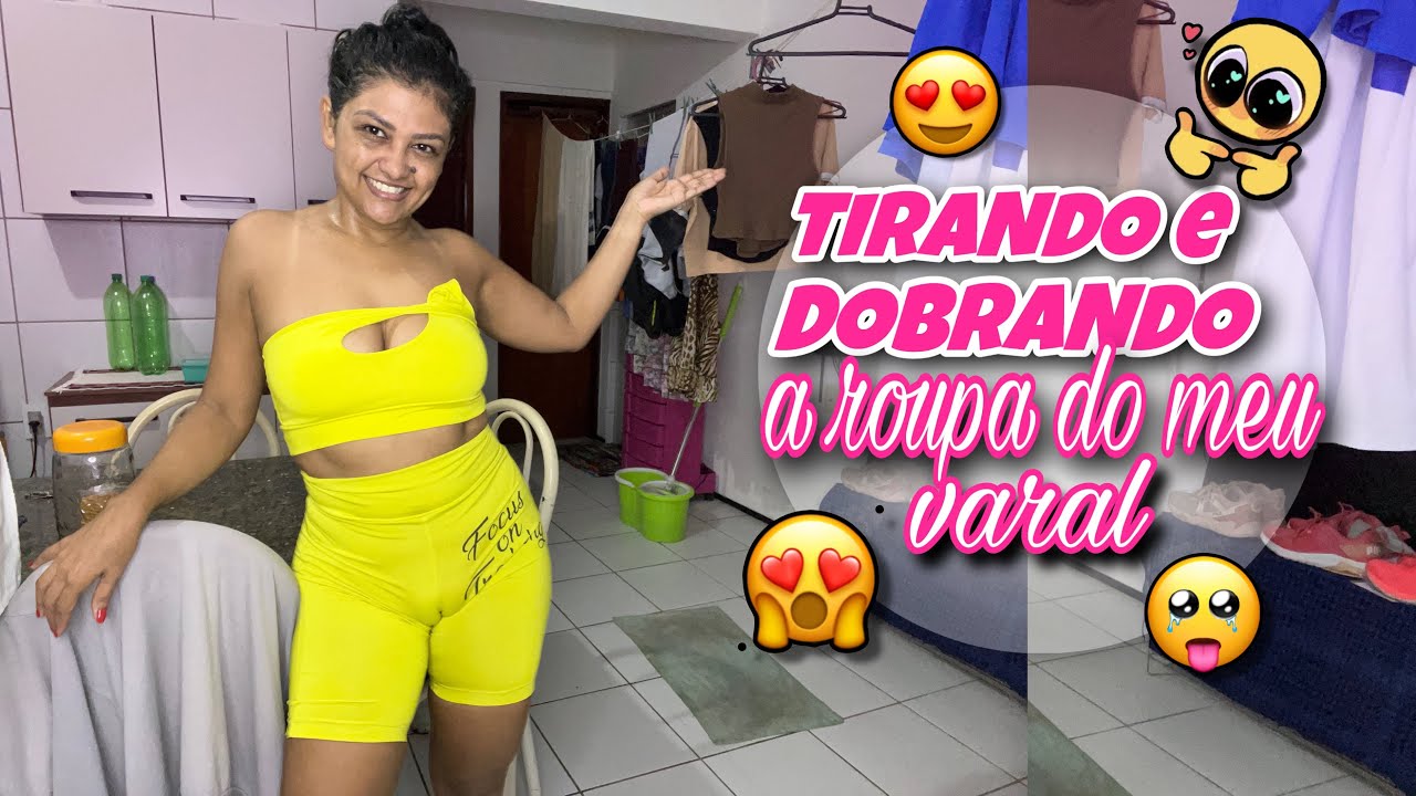 Hora de tirar e dobrar toda a roupa do meu varal improvisado🏠💖 - YouTube