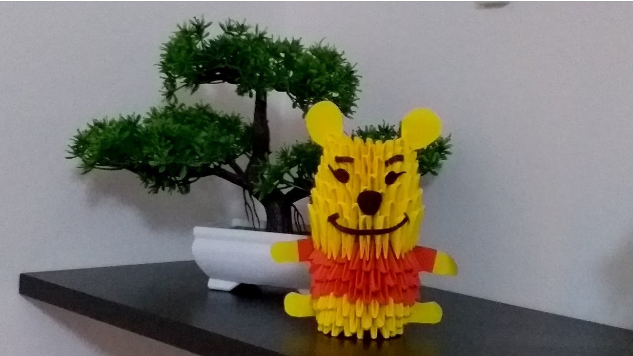 3D origami pooh/ paper pooh/ bellissima idea. - YouTube