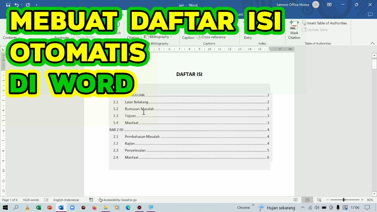 Tutorial Membuat Daftar Isi Otomatis Pada Microsoft Word - YouTube