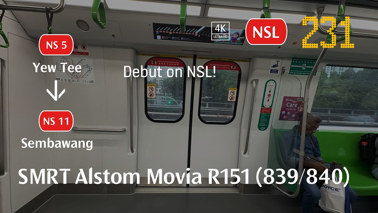 (Debut) SMRT Alstom MOVIA R151 (839/840) Yew Tee - Sembawang - YouTube