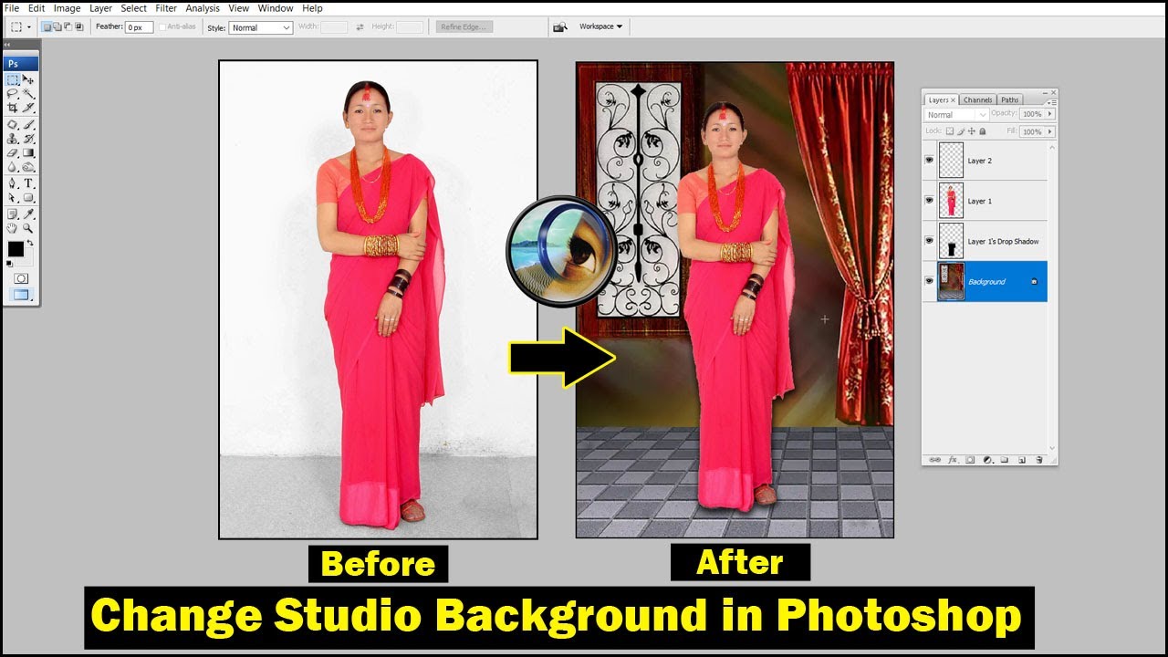 How to Change Image to Studio Background in Adobe Photoshop Hindi ...