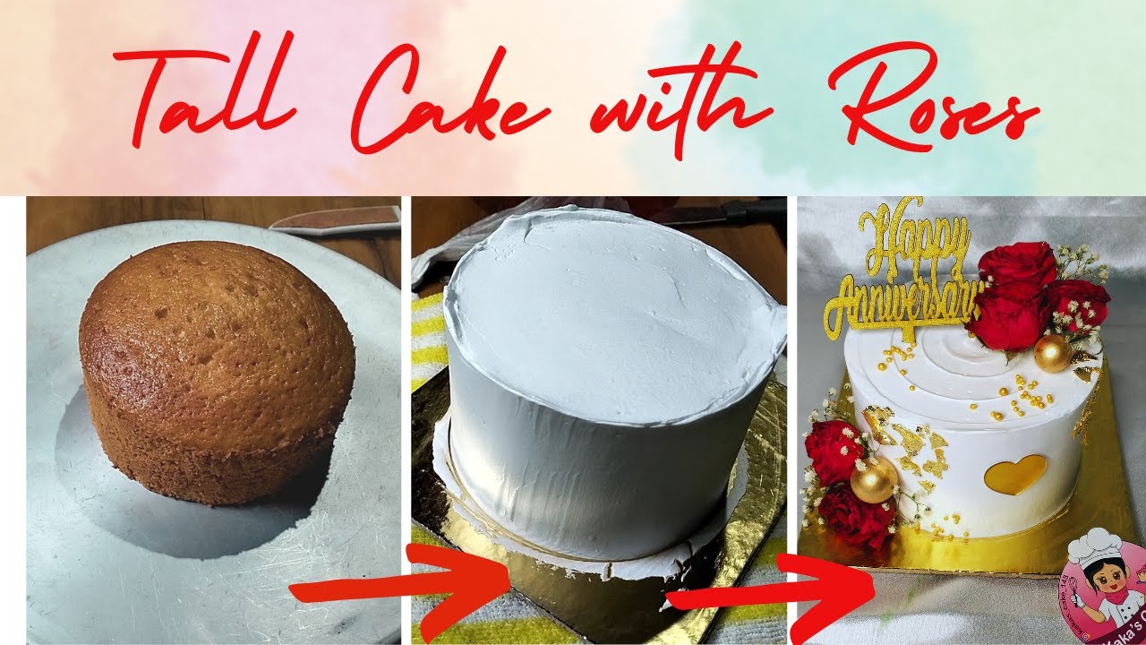 Simple & Easy Tall Cake| Anniversary Cake Design| Kaka'sCake143| Reeya ...