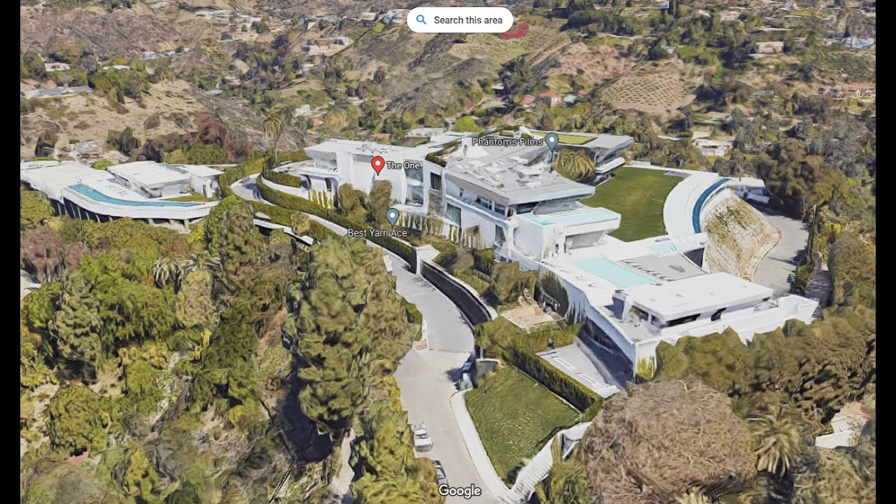 THE ONE | Mansion in Bel Air (360 4K) scenic tour drive-by Airole Way ...