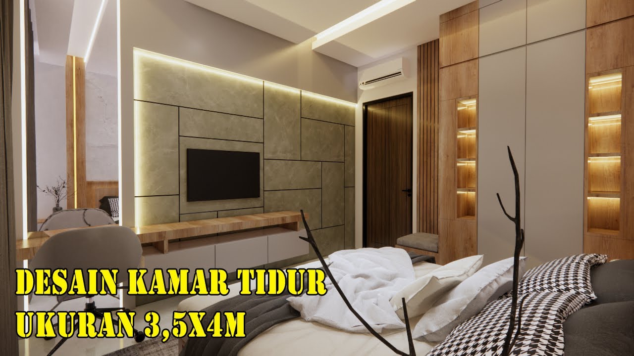 Desain Kamar Tidur Ukuran 3,5x4M || Modern Bedroom Design - YouTube