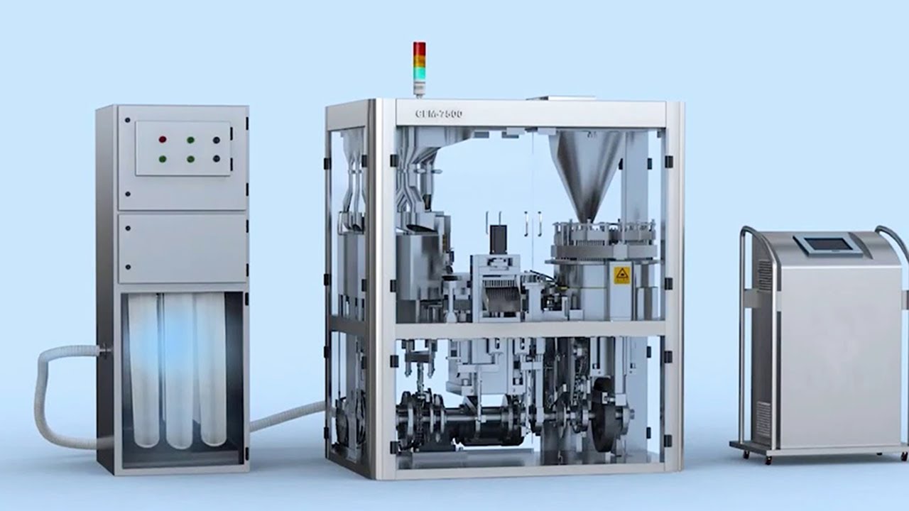 fully automatic capsules filling machine working animation &filler ...