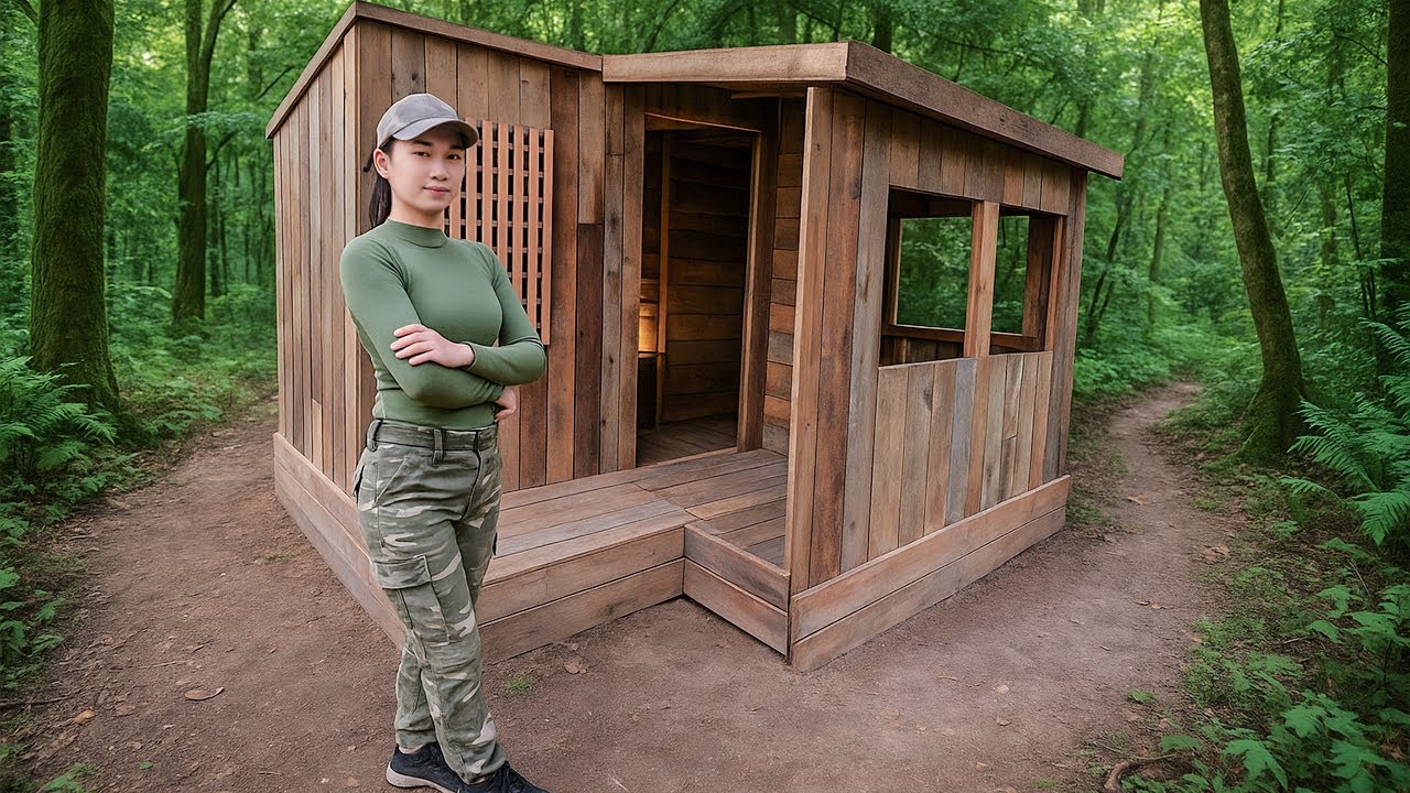 Building a Wooden House in 12 Days / Off Grid Log Cabin / Full Video ...