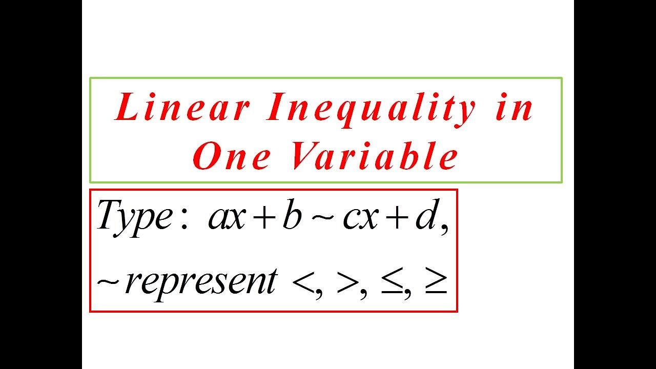 Linear Inequality in one variable-1 - YouTube