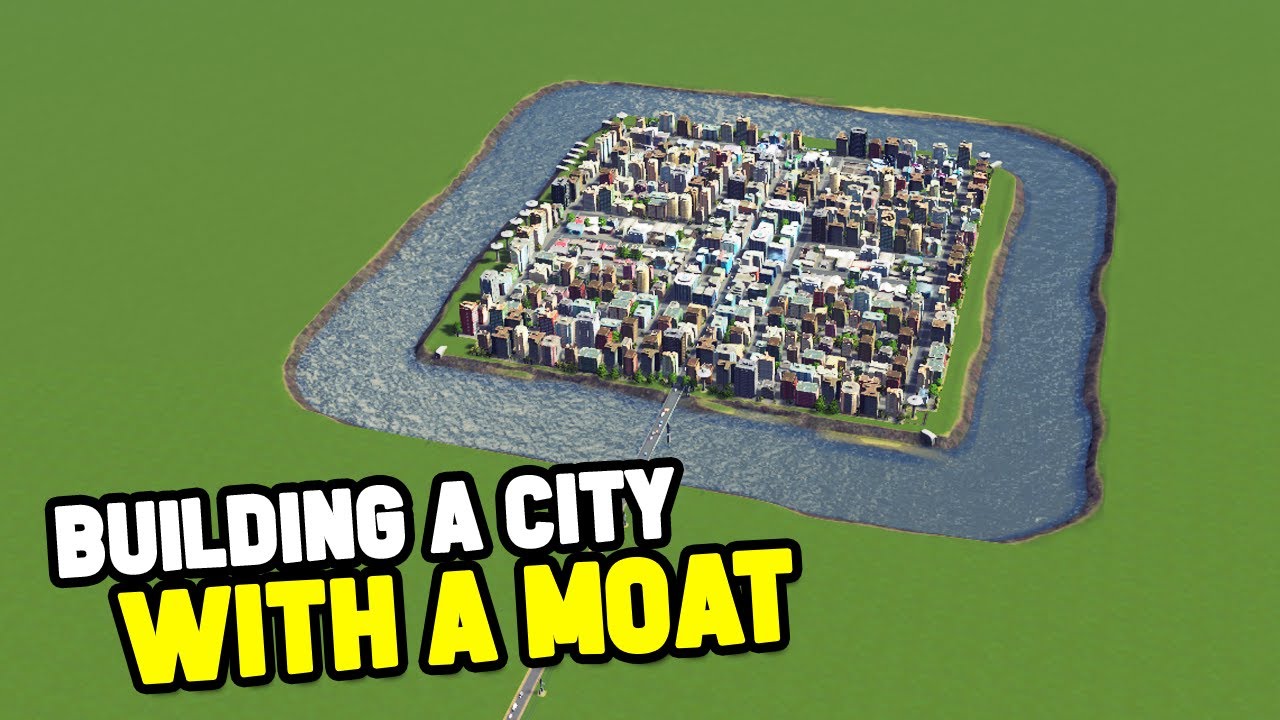 USING WATER OUTLETS TO BUILD A MOAT in CITIES SKYLINES - YouTube