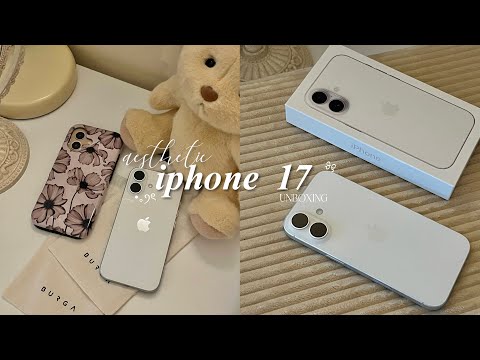 iphone 17 aesthetic unboxing 🤍 (white + 512gb) ft. burga phone cases