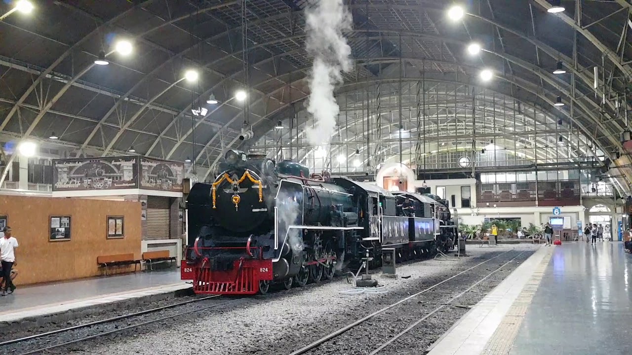 [Clip3: Bangkok] Thai Rare Ancient Steam Locomotive!! หัวรถจักรไอน้ำ ...