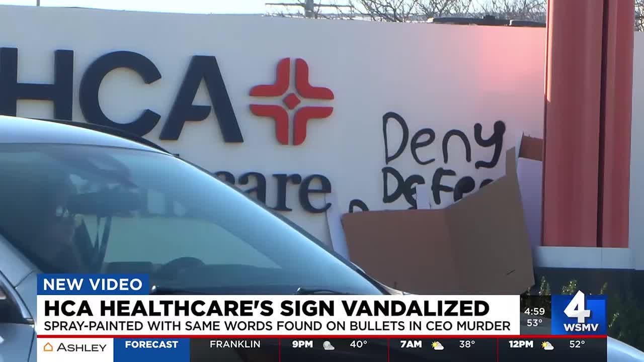 HCA Healthcare sign vandalized in Nashville - YouTube