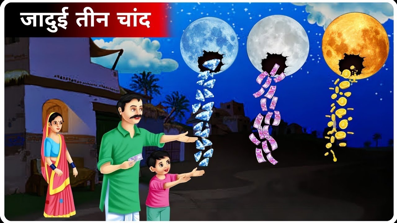 तीन जादुई चांद|Teen Jadui Chand|Hindi Kahani |Cartoon|Moral Stories ...