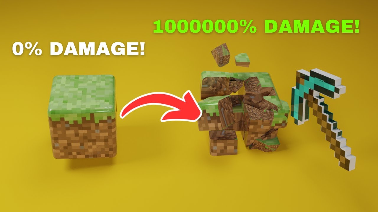 Grass Block vs Pickaxe – Epic Destruction! 🔥#blender3danimation # ...