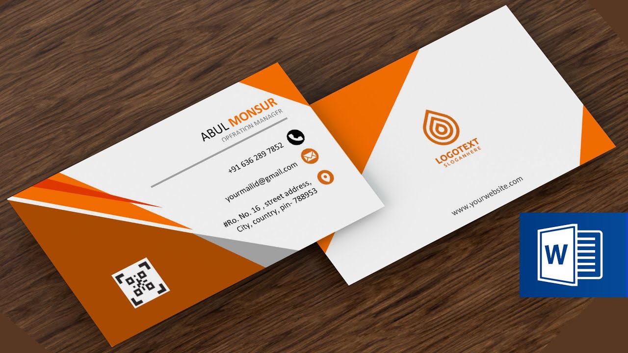 Visiting card in microsoft word - MS word business card - YouTube