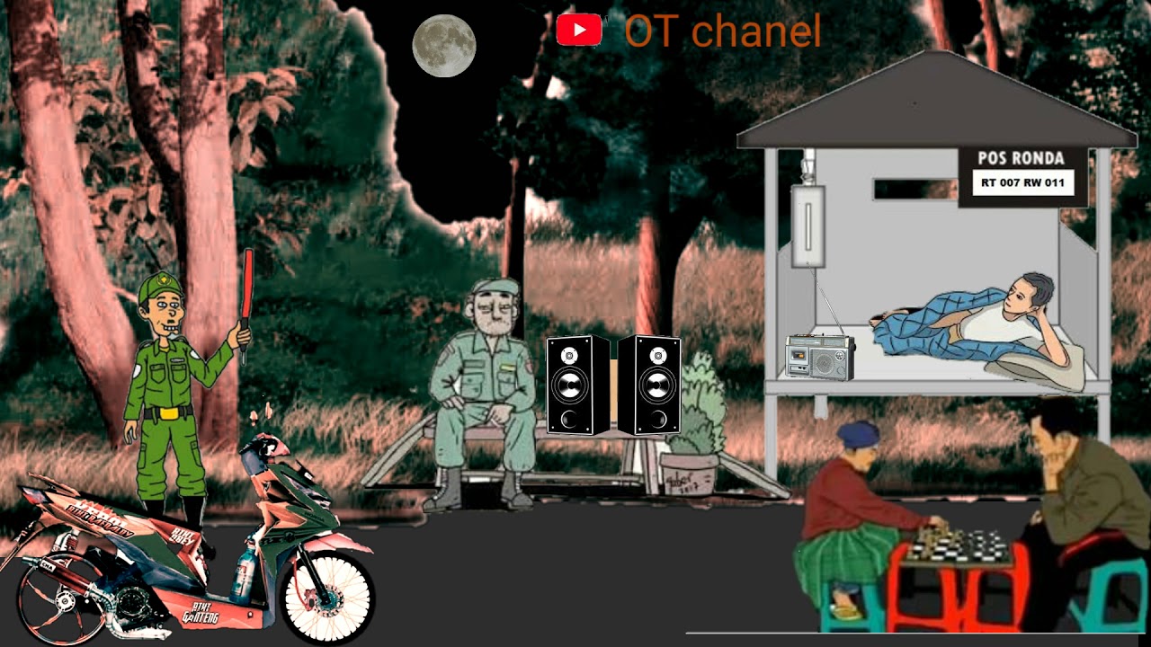 Kegiatan di malam hari, smbil dngerin dangdutan,, (animasi pos ronda ...