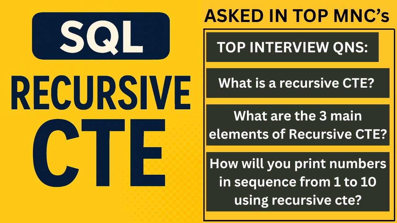 Recursive CTE in SQL | SQL Interview Question - YouTube