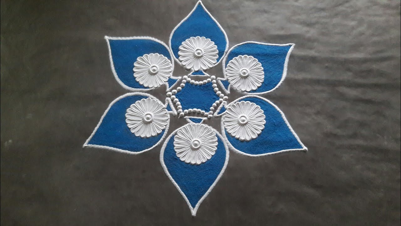 Navratri Special Royal Blue Colour Rangoli Design | Navratri Simple ...
