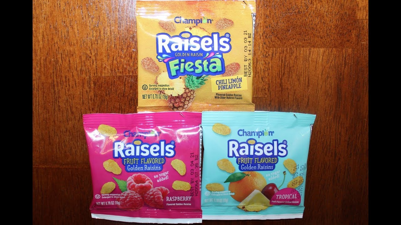 Champion Raisels Golden Raisin: Chili Limon Pineapple, Raspberry ...