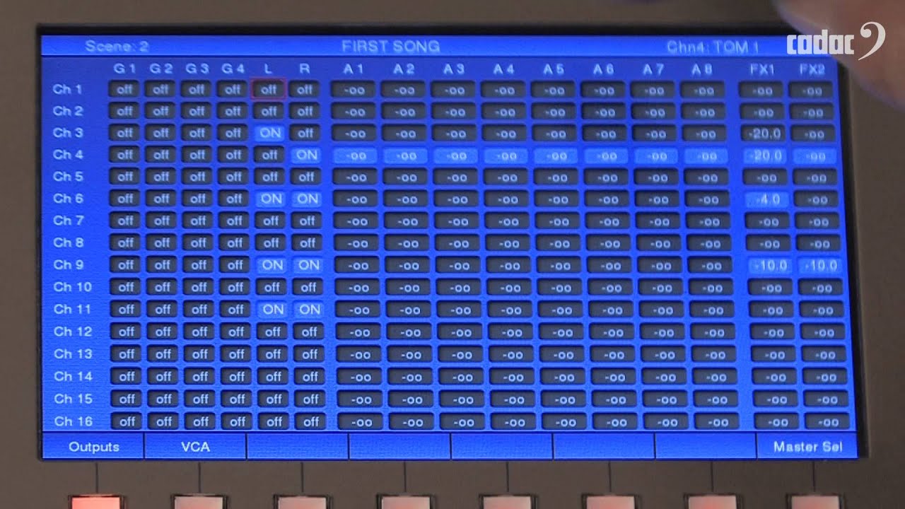 Cadac CDC four Digital Mixing Console: Routing Screen - YouTube