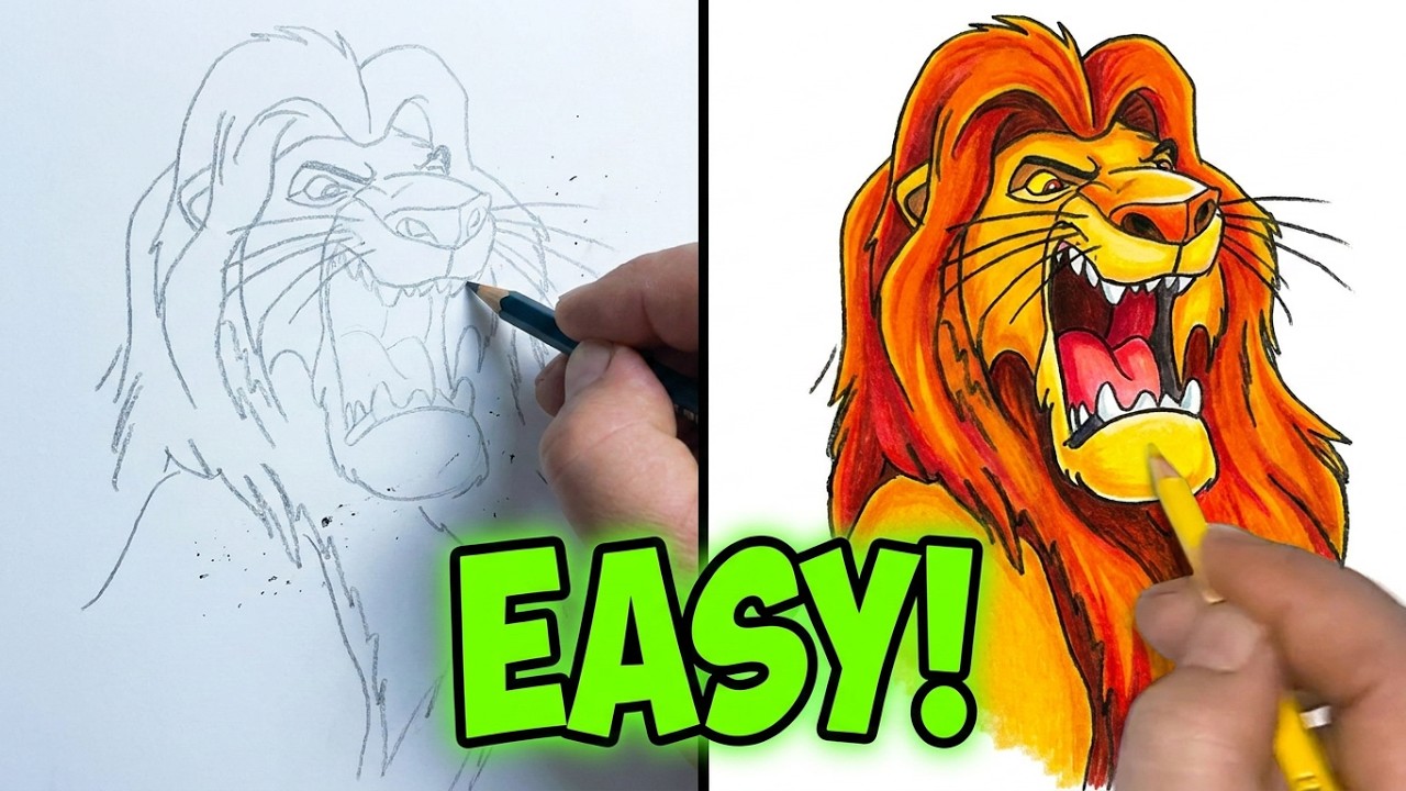 How to Draw and Color MUFASA from LION KING / Kids Drawing - YouTube