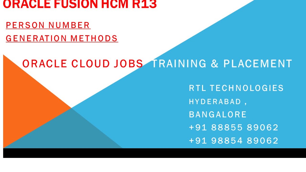 Oracle Fusion Cloud HCM R13 Person Number Generation Methods - YouTube