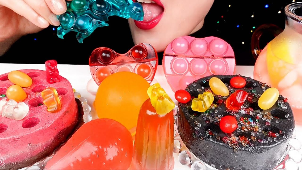 ASMR EDIBLE PUSH POP, BRIQUETTE CAKE EATING SOUNDS * 푸쉬팝 젤리 & 연탄 케이크 먹방 ...