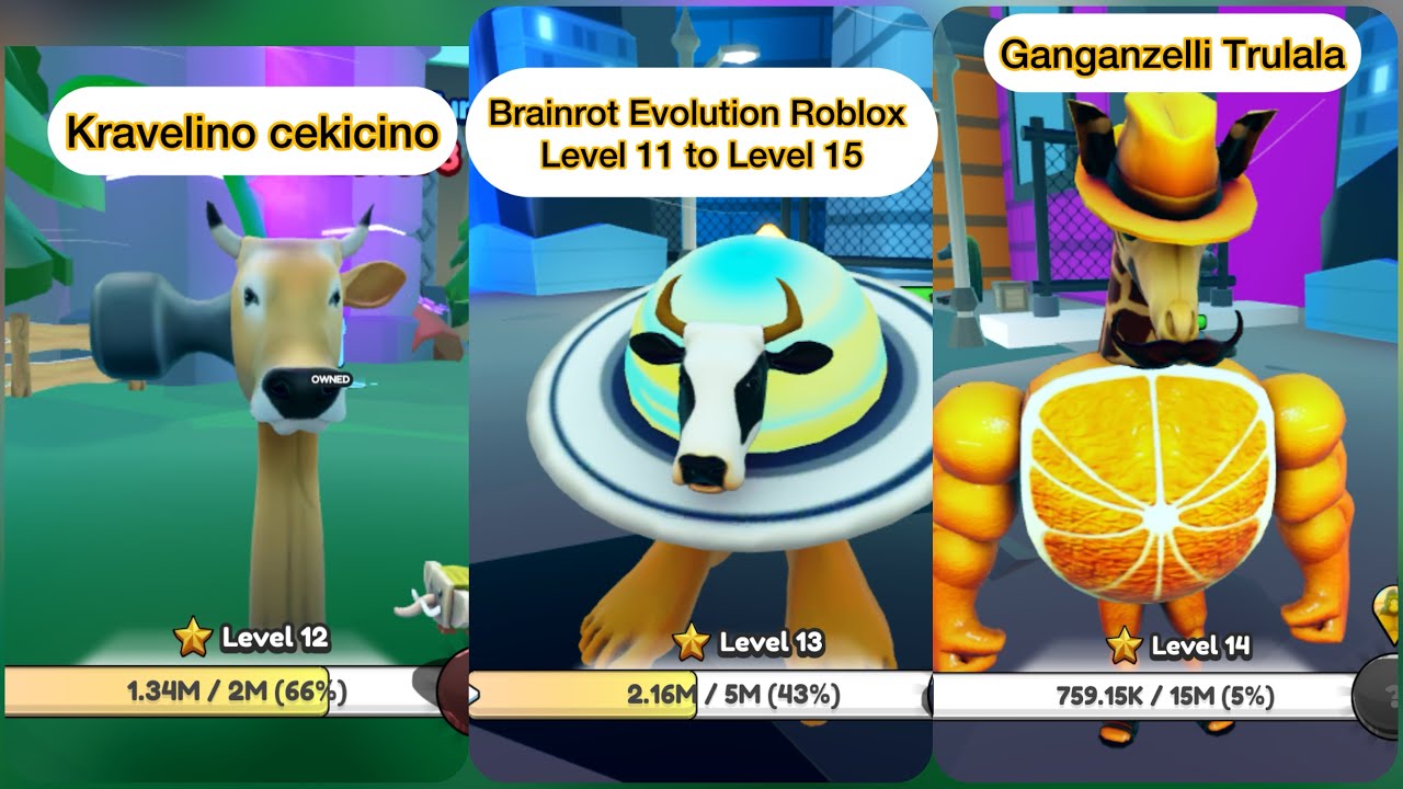 Brainrot evolution roblox level 11 to 15 🦁Discovered 5 new Brainrot ...
