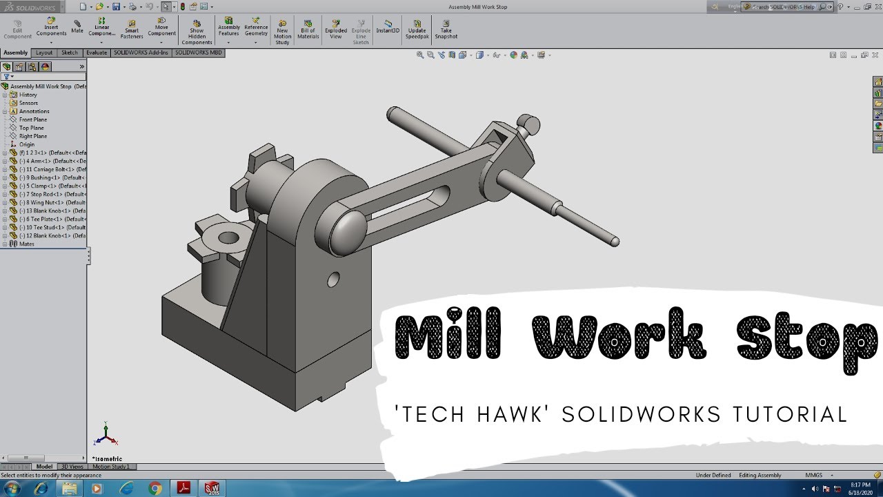 SolidWorks Modeling: Mill Work Stop | Mechanical Parts Design | Machine ...