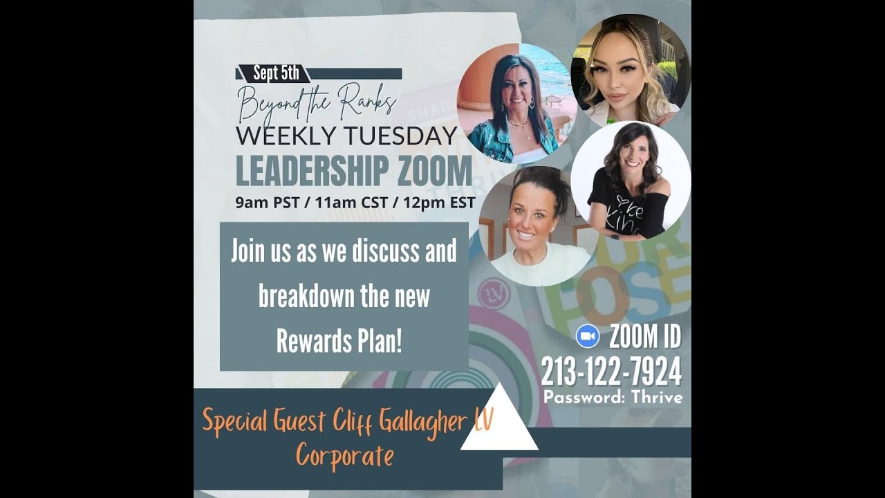 Tuesday Leadership zoom 9/5/23 with special guest LV Corporate Cliff ...