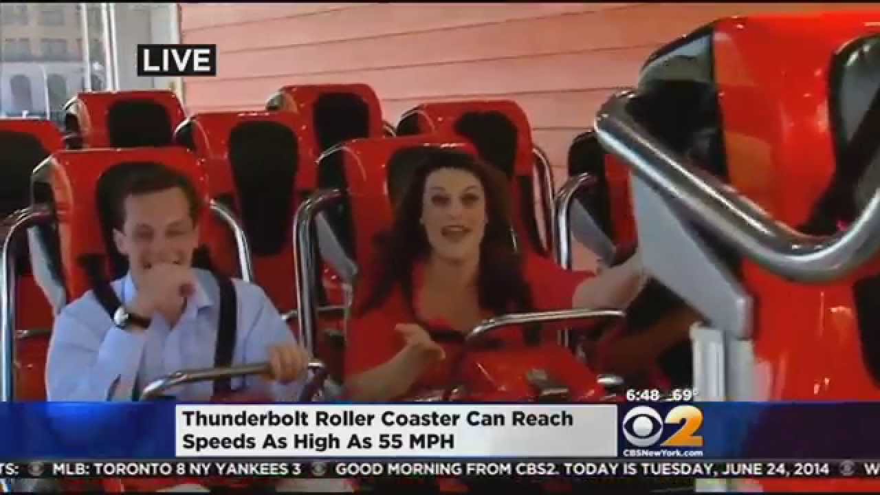 CBS 2's Alex Denis Rides Coney Island's Thunderbolt Roller Coaster ...