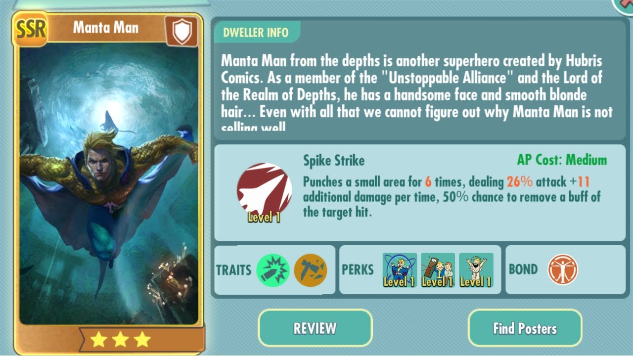 Fallout Shelter Online - New SSR - Manta Man - YouTube