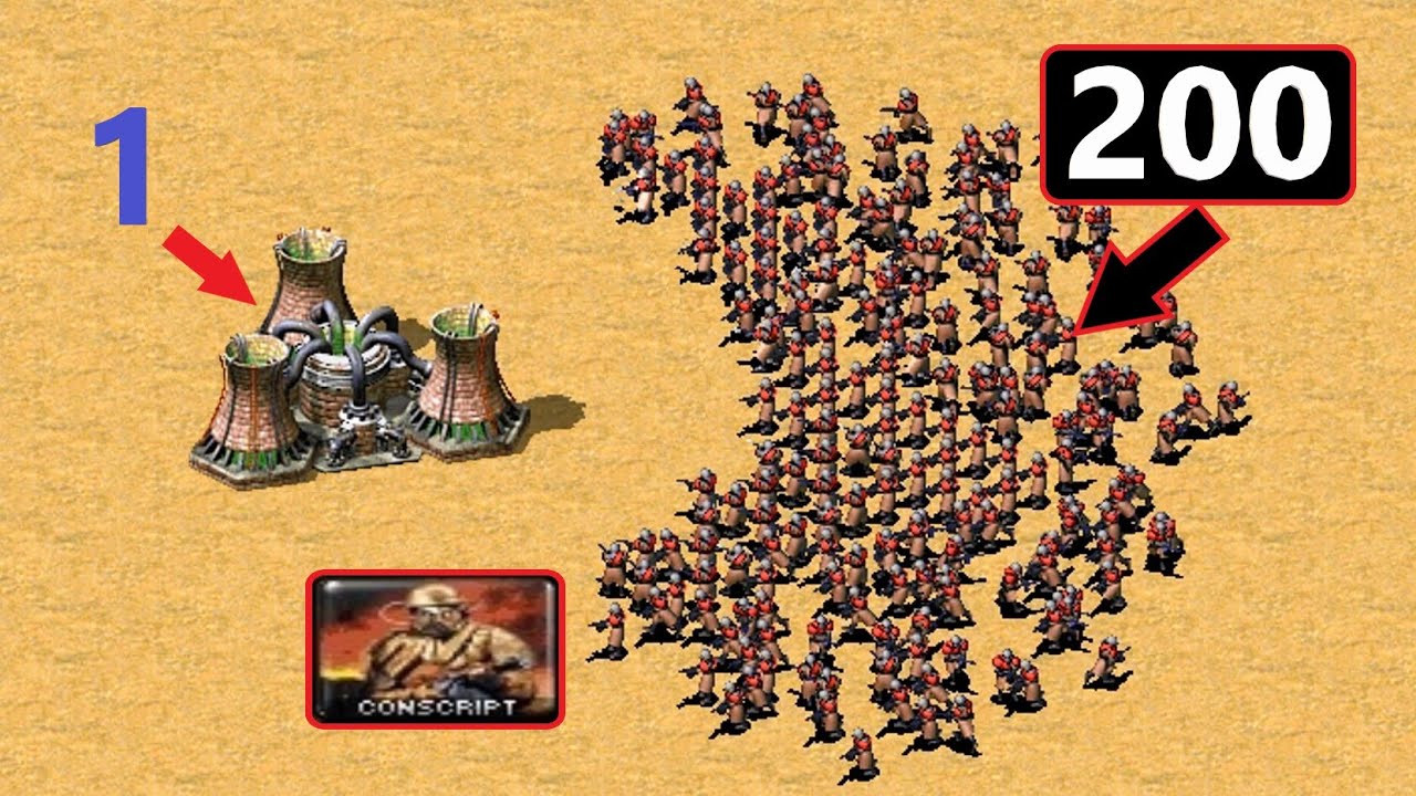 1 Nuclear Reactor vs 200 Conscripts - Red Alert 2 - YouTube