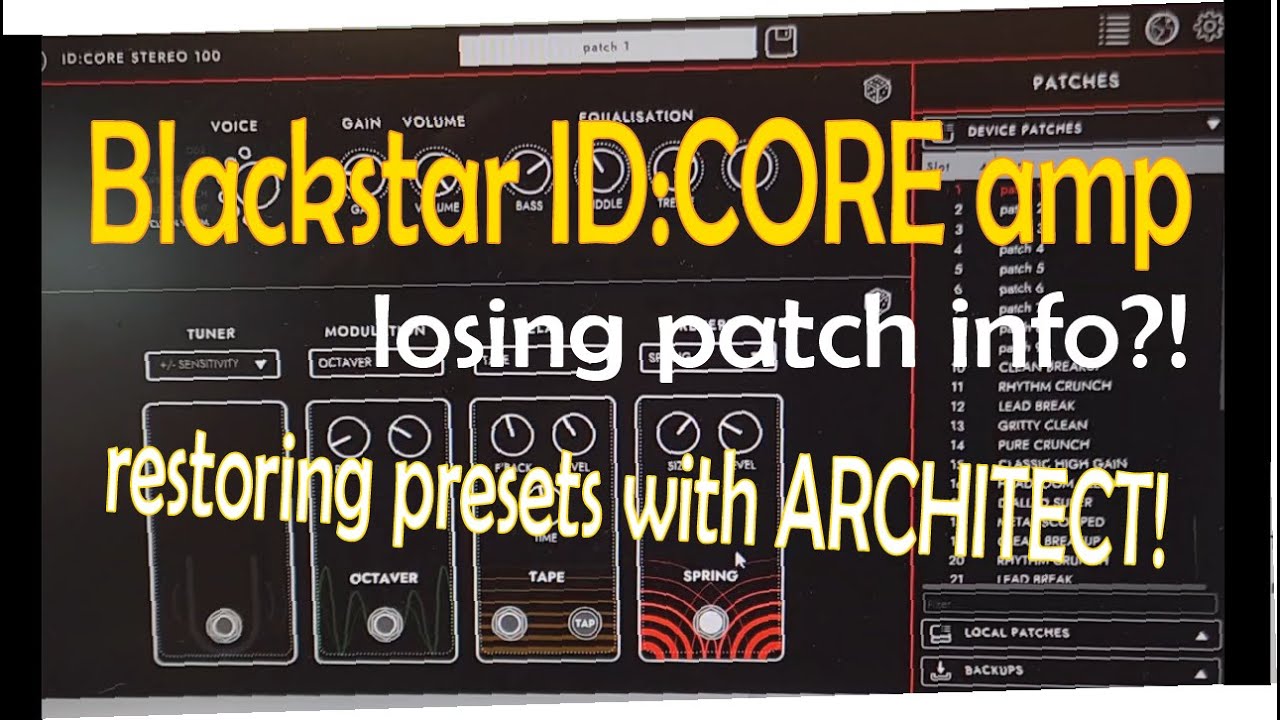 SOLVED! Blackstar ID:CORE amp losing patches - YouTube