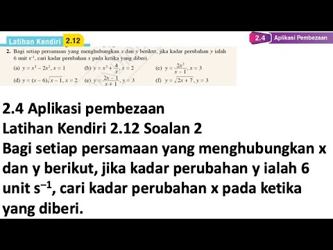 Latihan Kendiri 2.12 Soalan 2 | 2.4 Aplikasi pembezaan | Bab 2 ...