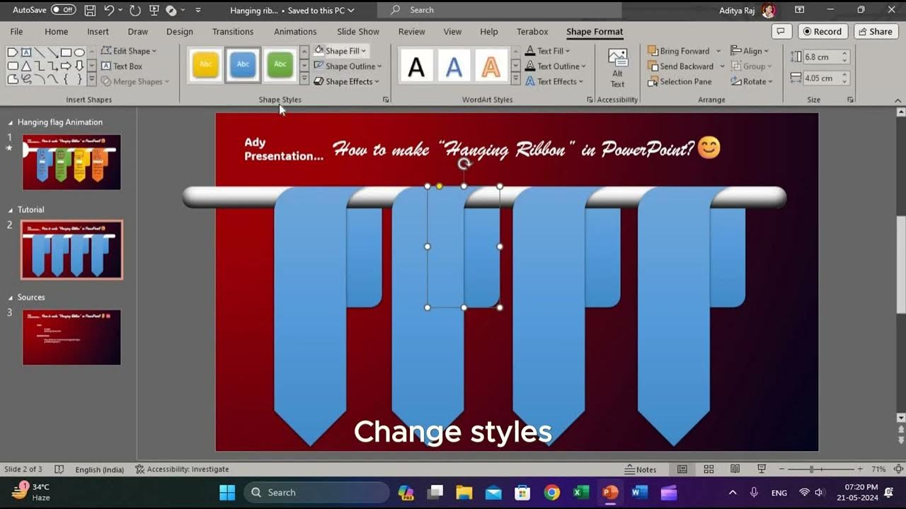 How To Make Hanging Ribbon☺️//PowerPoint Animation Tutorial// - YouTube
