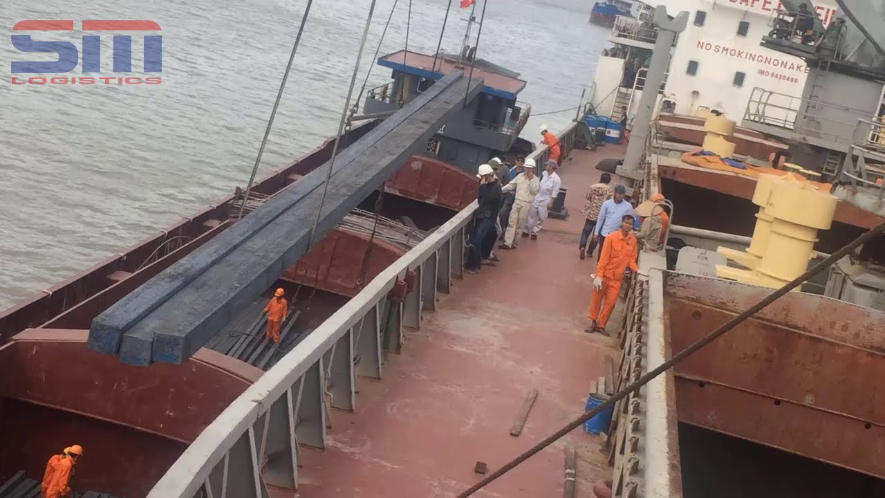 Transport Billet Steel by Barge and Break Bulk Vessel - YouTube