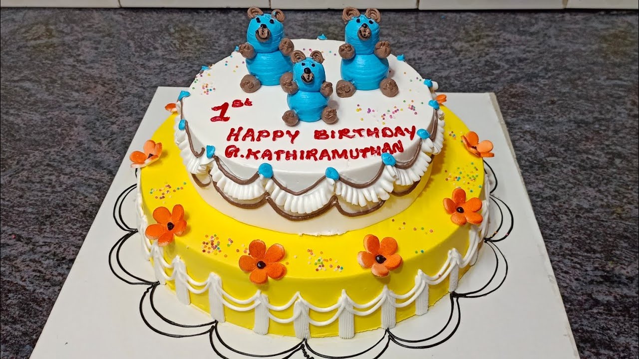 Tow step buttercream birthday cake amazing model 🔥🔥🔥🔥buttercream cake🔥🔥 ...